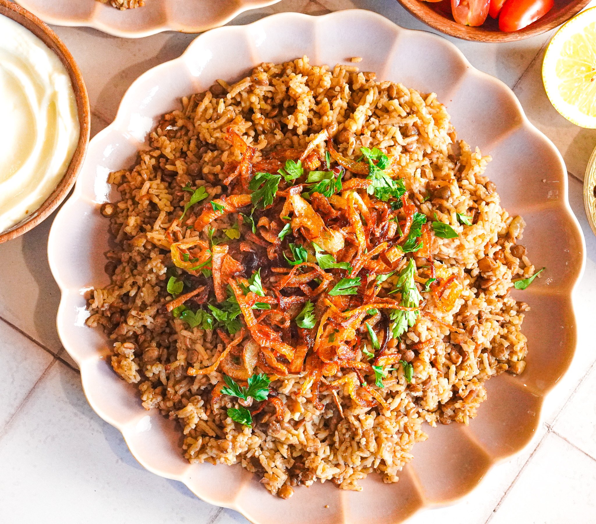 Lebanese Mujadara - Lentils and Rice with Caramelized Onions ...