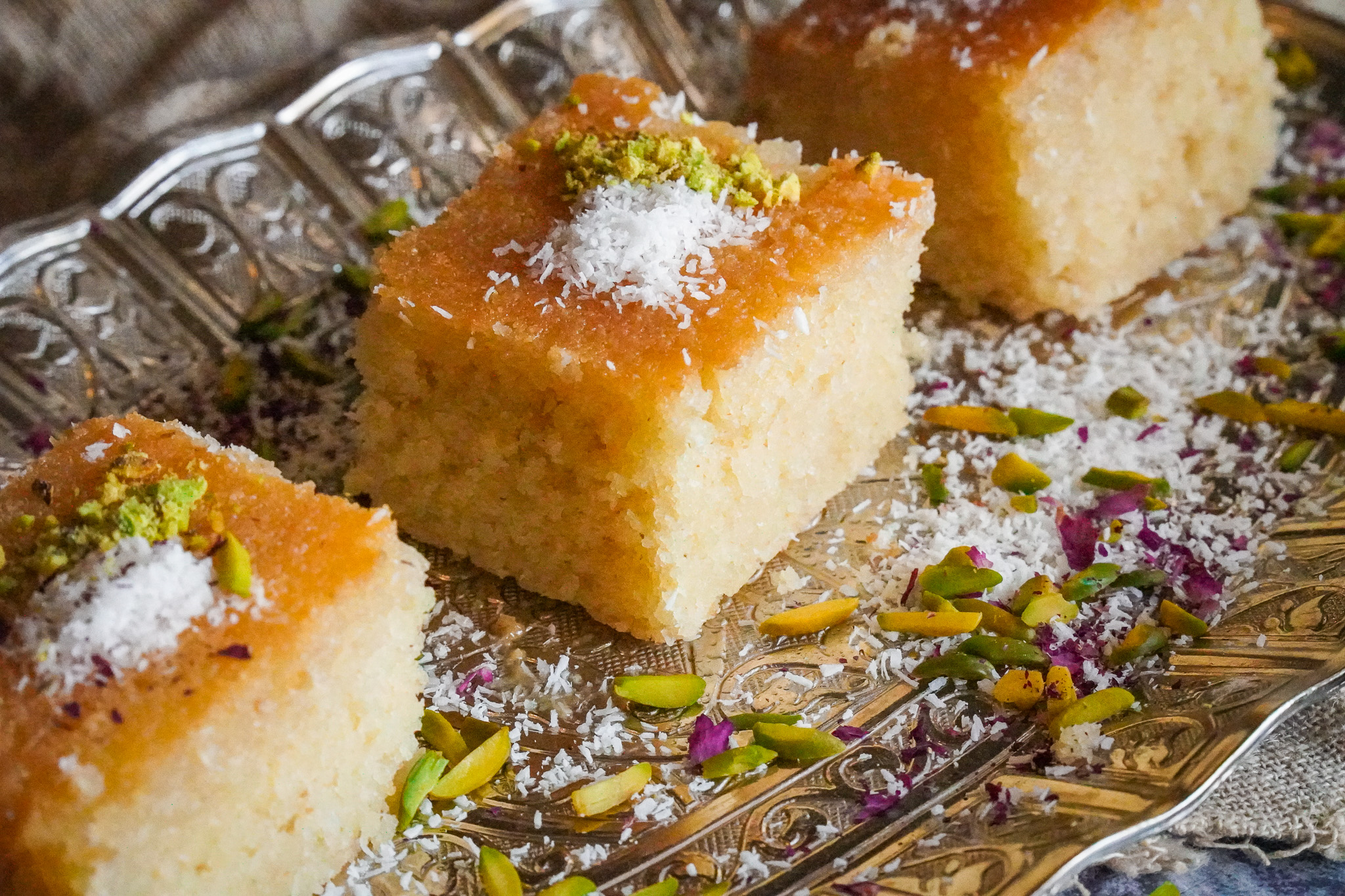 Basbousa (Middle Eastern Semolina Cake) - FalasteeniFoodie