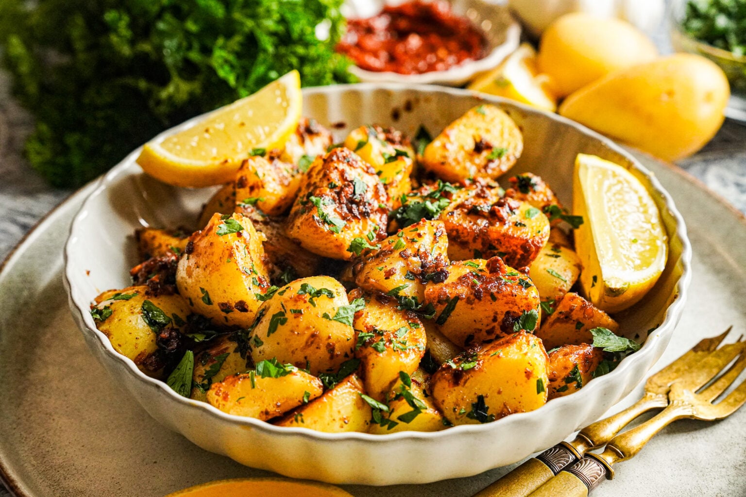 Batata Harra (Lebanese Spicy Potatoes) - FalasteeniFoodie