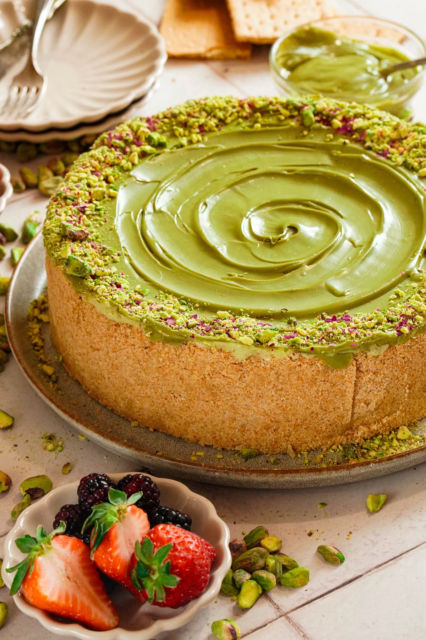 No Bake Pistachio Cheesecake - FalasteeniFoodie