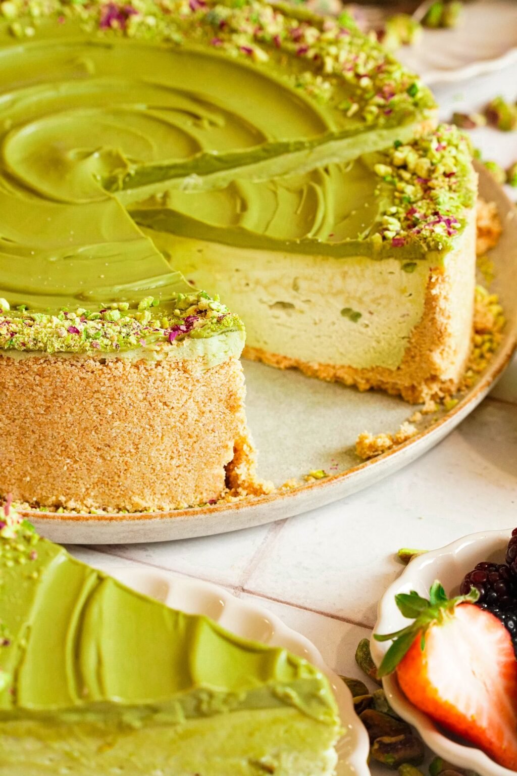 No Bake Pistachio Cheesecake - FalasteeniFoodie