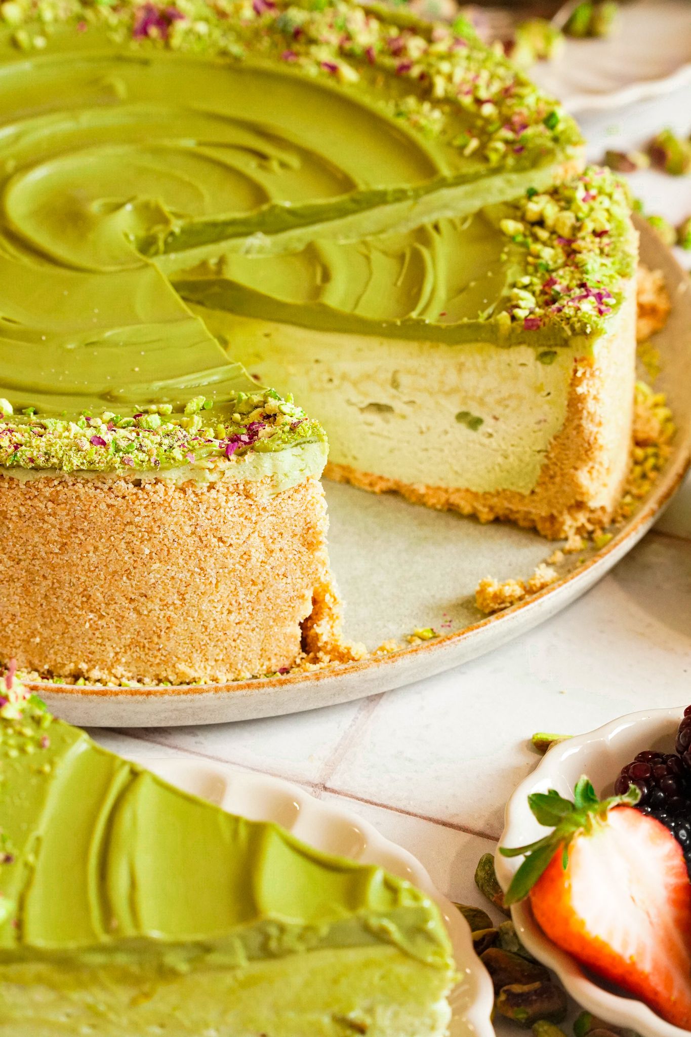 No Bake Pistachio Cheesecake - FalasteeniFoodie